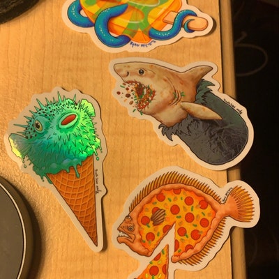 Food Animals Sticker Pack of 4 CLEAR & HOLOGRAPHIC STICKERS: Burrito ...