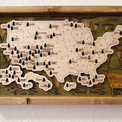Custom US National Parks Travel Map, National Parks Marker ...