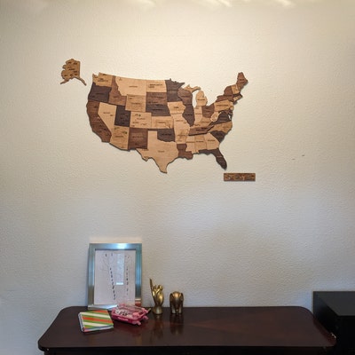 Wooden US Map of United States Wood Wall Art US Travel Map Push Pin Map ...