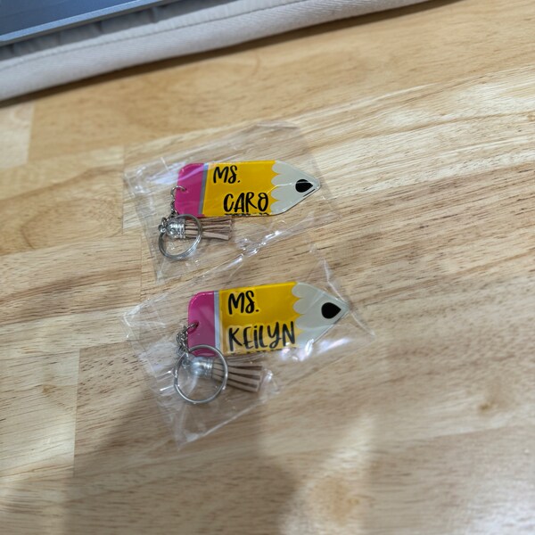 Custom Teacher Pencil Keychain - Etsy