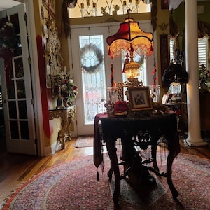 French Victorian Gold Toile Lotus Shade With Bead Fringe - Etsy