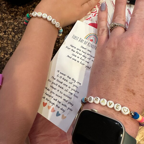 PERSONALIZED First Day of Kindergarten, Rainbow Mommy and Me Bracelets ...