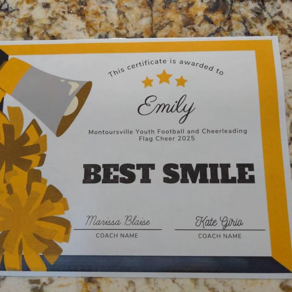 Editable Cheerleading Awards Template, Custom Cheer Award Certificates ...