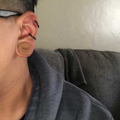 Skull Plugs, A PAIR of Bamboo Wooden Plugs, Wooden Gauges, Custom Plugs ...