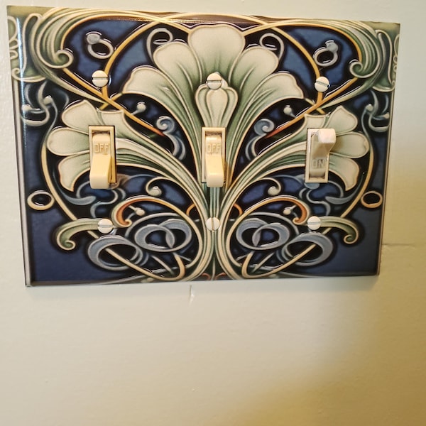 Vintage Art Nouveau Design Metal Light Switch Plate Covers and Outlet ...