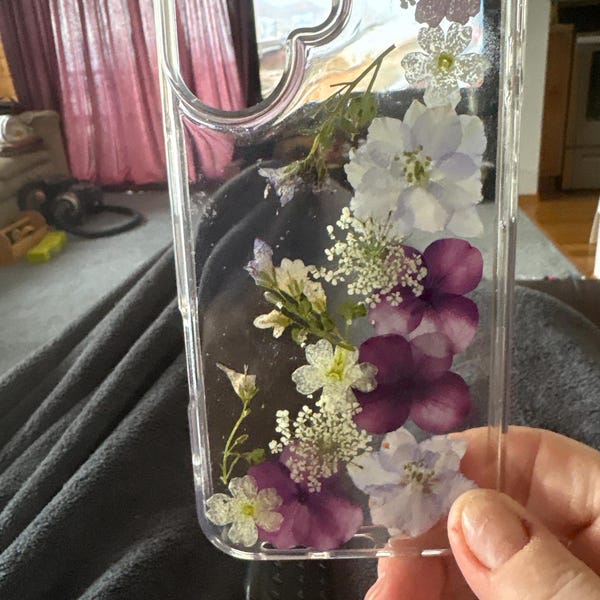 Pink Sakura With Silver Foil Pressed Flower Phone Case for iPhone 16 ...