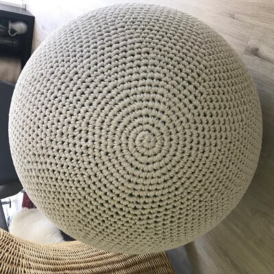 Large Round Bean Bag Chair Neutral Beige Crochet Beanbag - Etsy