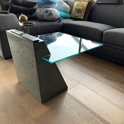 Polished Concrete & Glass Coffee Table - Etsy