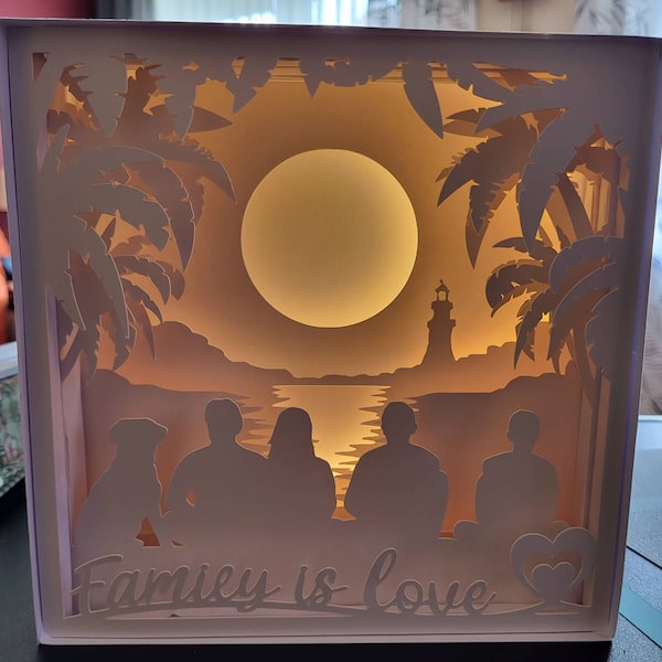 Customizable Family Shadow Box Svg Cricut, Beach Shadowbox, Lightbox ...