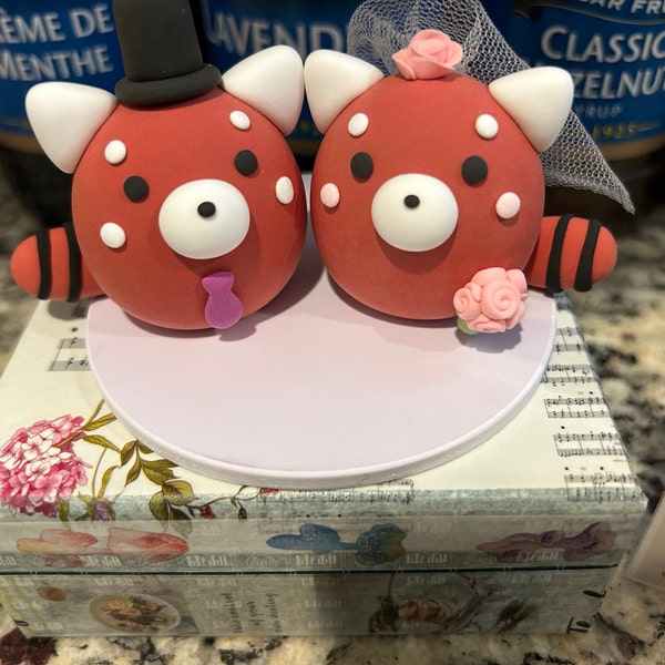 Red Panda Wedding Cake Topper,handmade Couple Cake Topper,custom ...