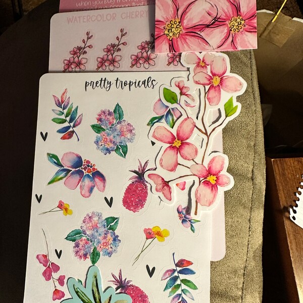 Sticker Sheet - Tropical Flowers, Bullet Journal Stickers, Planner ...