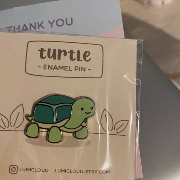 Turtle Pin - Cute Lapel Hard Enamel Pin - Art by Lumicloud - Etsy