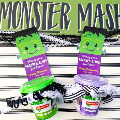 Franken-slime Halloween Treat Printable Tag, Classroom Halloween Treat ...