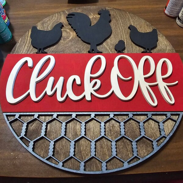 Cluck off DIY Door Hanger Kit | Farmhouse Door Sign | Laser Cut Wood ...