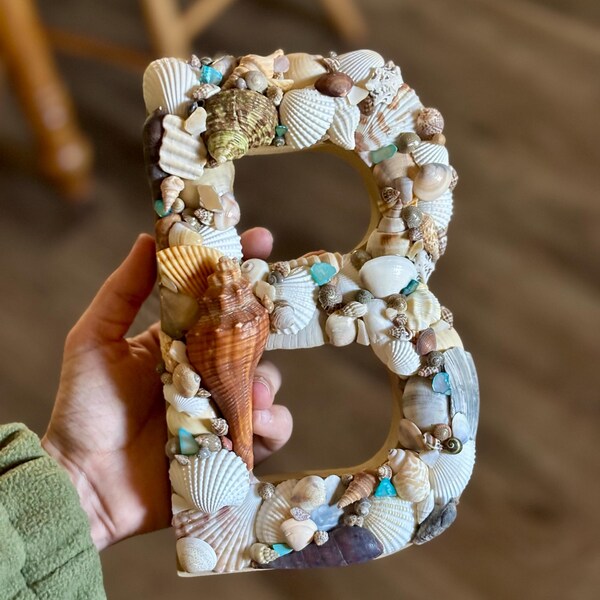 11" Sea Shell Letter / Beach Decor / Nautical Decoration / Bridal ...