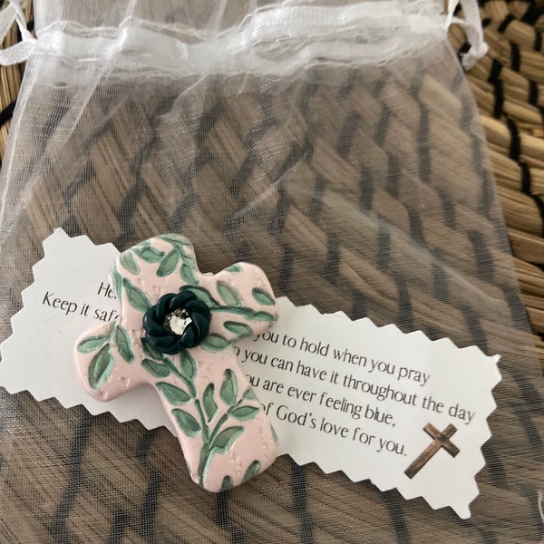 Pocket Cross | Handheld Comfort Cross for Prayer | Polymer Clay Cross ...