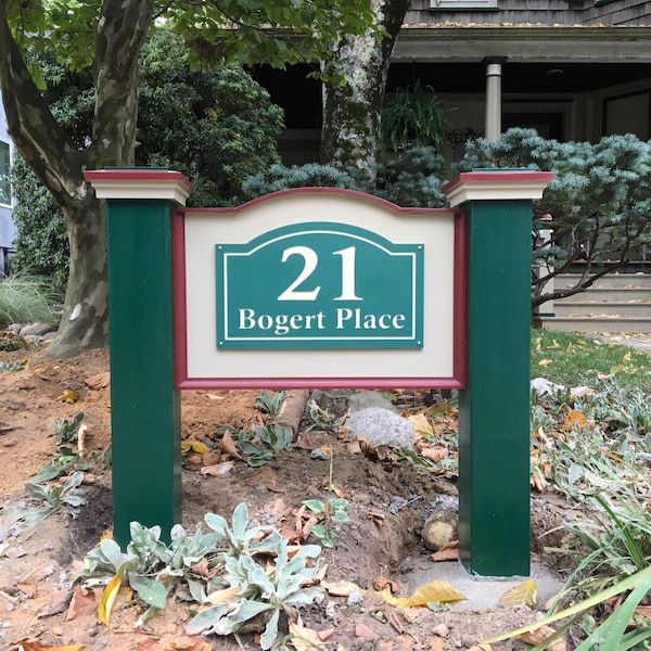 Arched House Number Sign & Street Name Address Plaque 14x8.5" 1/4" King ...