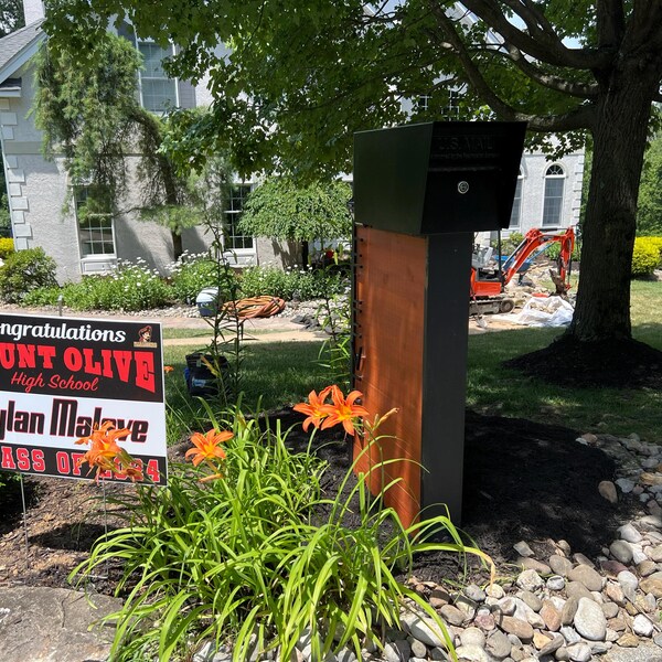 Mailbox With Post, Black Mailbox, Rustic Mailbox, Mailbox, Handmade ...