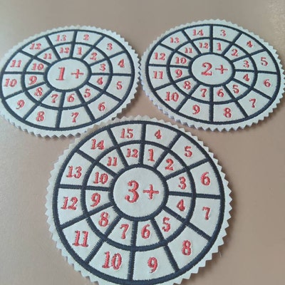 Maths Minus Wheels Embroidery Design 1-12 Circle Charts Montessori ...