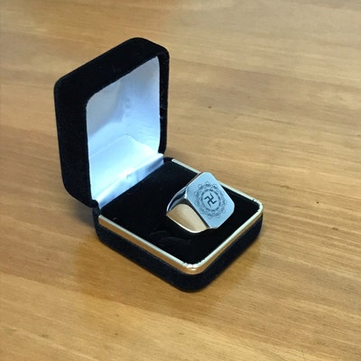 Custom Logo Laser Engraved Signet Ring Gold Silver Black - Etsy