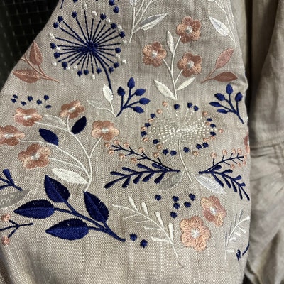 Floral Embroidered Wedding Dress, High Low Linen Wedding Dress, Two ...