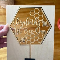 Custom Bee Cake Topper, Personalized Honeycomb Cake Topper, Bee Themed ...