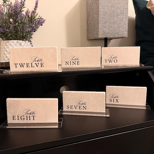 Daylight Marble Table Numbers | Wedding Signs | Event Signs | Custom ...