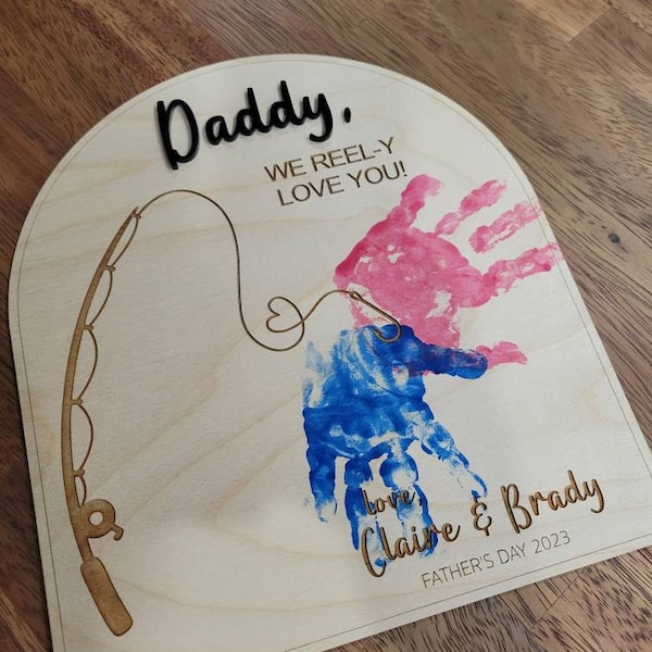 Father's Day Fish Sign, Father's Day Handprint Craft, Father's Day Gift ...
