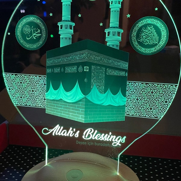 Kaaba With Name Night Lamp, İslamic Room Decor, Gift for Muslim Friend ...