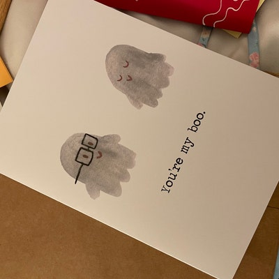 You're My Boo Watercolor Card Spooky Love Greeting for Couples ...