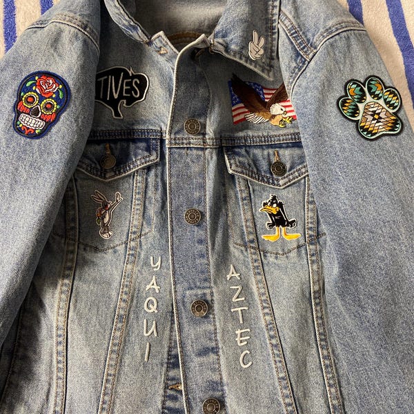 Checkered Salty Iron on Heat Adhesive Embroidered Patch, Western ...