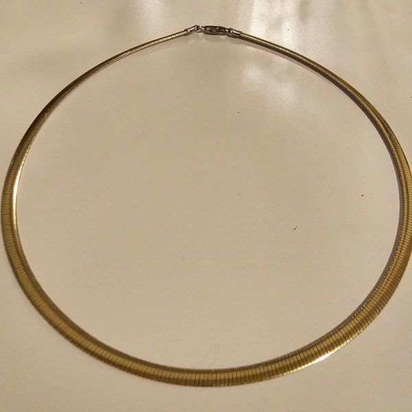 4mm Italian Reversible Omega Chain Necklace 14K Yellow Gold Clad Silver ...