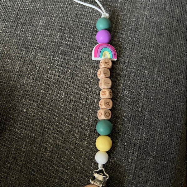 Personalized Rainbow Pacifier Clip | Boho Baby Shower Gift - Etsy