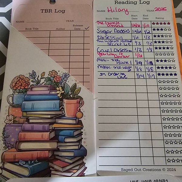 Bookmark Pouch + Reading Log & TBR Log Bookmark || Book Stack Themed ...