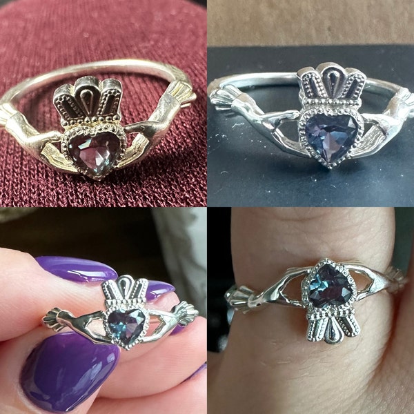 Sterling Silver Ruby Claddagh Ring – Red Heart July Birthstone Celtic ...