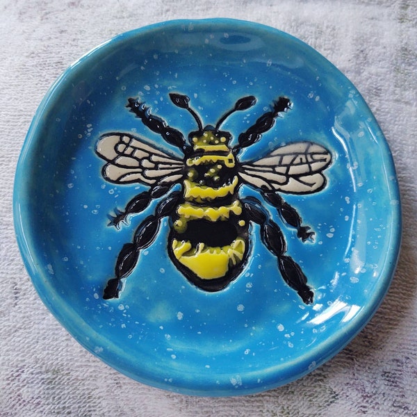 Large Blue Dragonfly Ceramic Spoonrest and Tea-bag Holder. Handmade ...