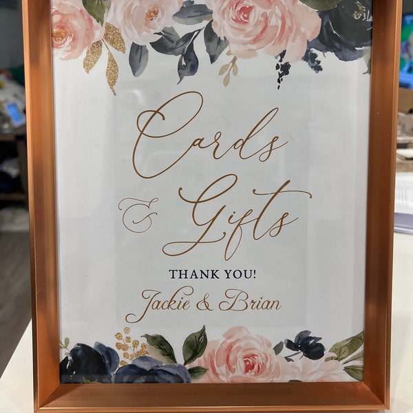 Navy and Blush Cards & Gifts Sign, Editable Cards and Gifts Sign ...