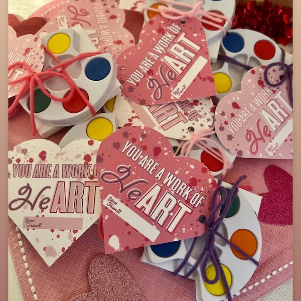 Heart Art Valentine's Day Classroom Card Heart Instant Download Kids ...