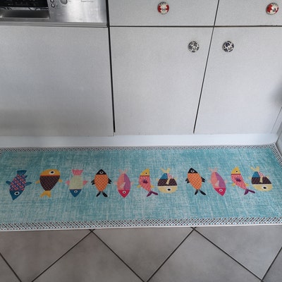 Chicken Decor Kitchen Dining Room Runner Rug / Mat Non-skid Machine ...