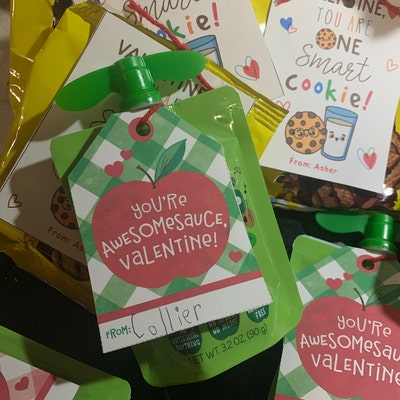 Kids Valentines Kids Valentine Cards Applesauce Valentine Tags ...