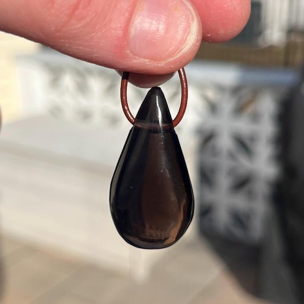 Apache Tears Obsidian Necklace Pendant / Drilled Stone Polished Crystal ...