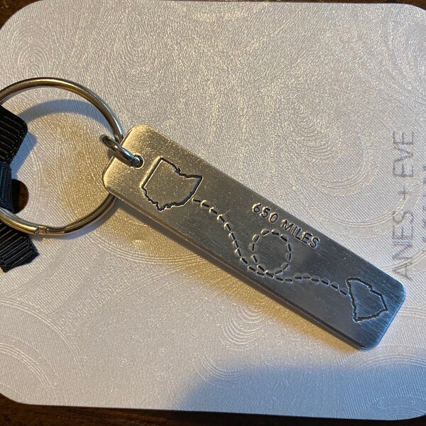 Double Sided State to State Keychain, Long Distance Gift, Gift for Him ...