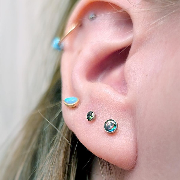 Titanium Dainty Long Crescent Cz Curve Push in Labret 16g, 18g, 20g ...