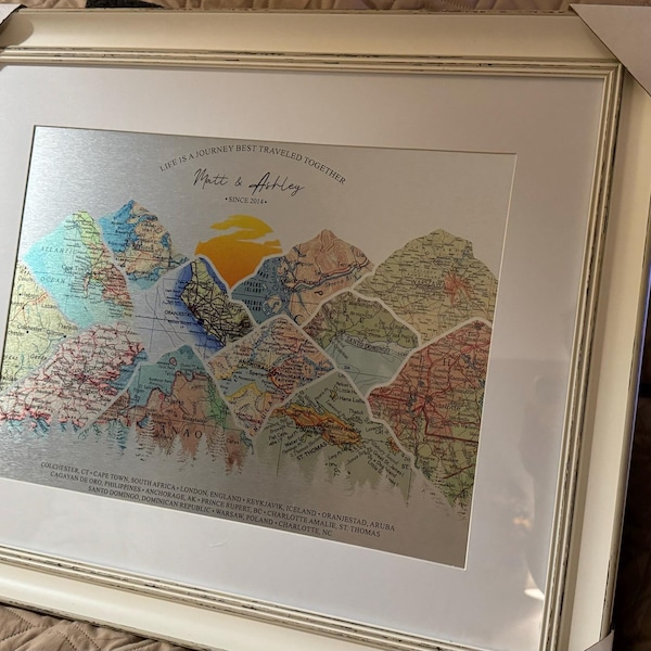 Personalized Long Distance Family Maps on Wood: 3-5 Locations, Custom ...