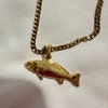 14k Gold Vermeil Redfish V.2 Necklace, Redfish in Action Charm, Red ...
