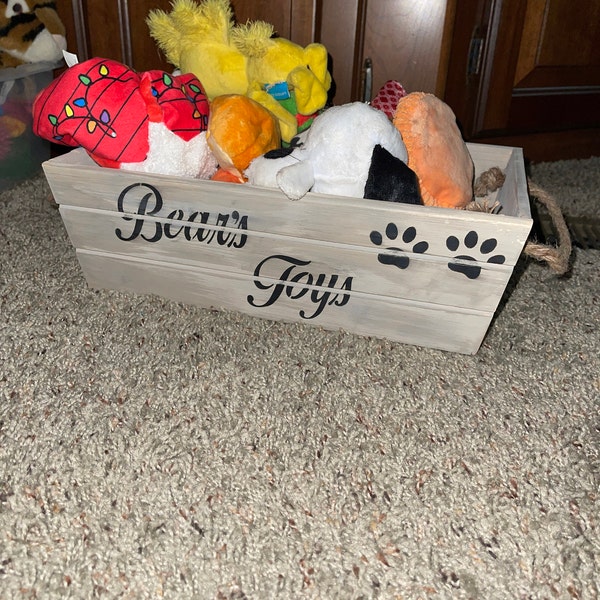 Personalized Dog Toy Box - Dog Toy Storage - Dog Toys Bin - Wooden Dog ...