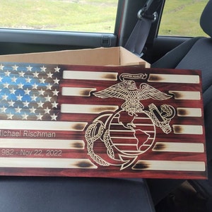Rustic American Marine EGA Wooden Flag Custom Made From Premium Pine ...
