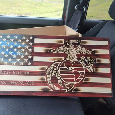 Rustic American Marine EGA Wooden Flag Custom Made From Premium Pine ...