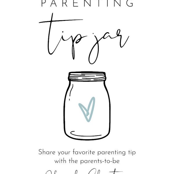 Parenting Tip Jar Sign and Advice Card, Baby Shower Advice, Editable ...