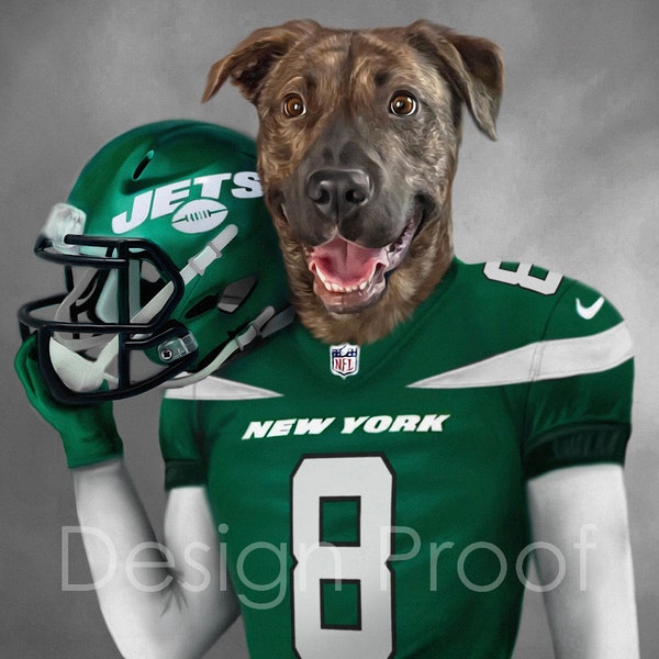 American Football Pet Portrait, NFL Dog Portrait, Poster, Custom Dog ...